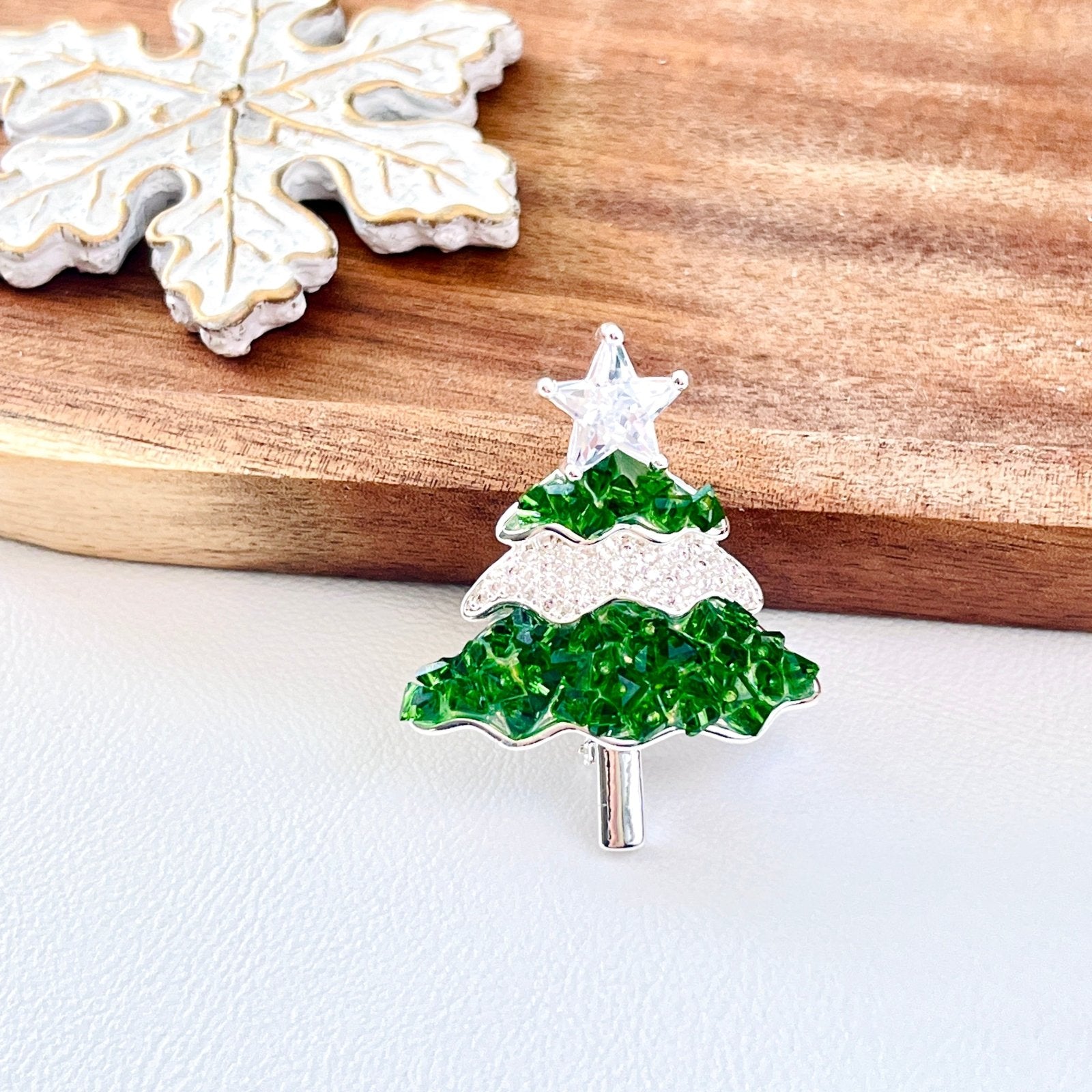Snow Christmas Tree Brooch – Natural Bunny Accessories