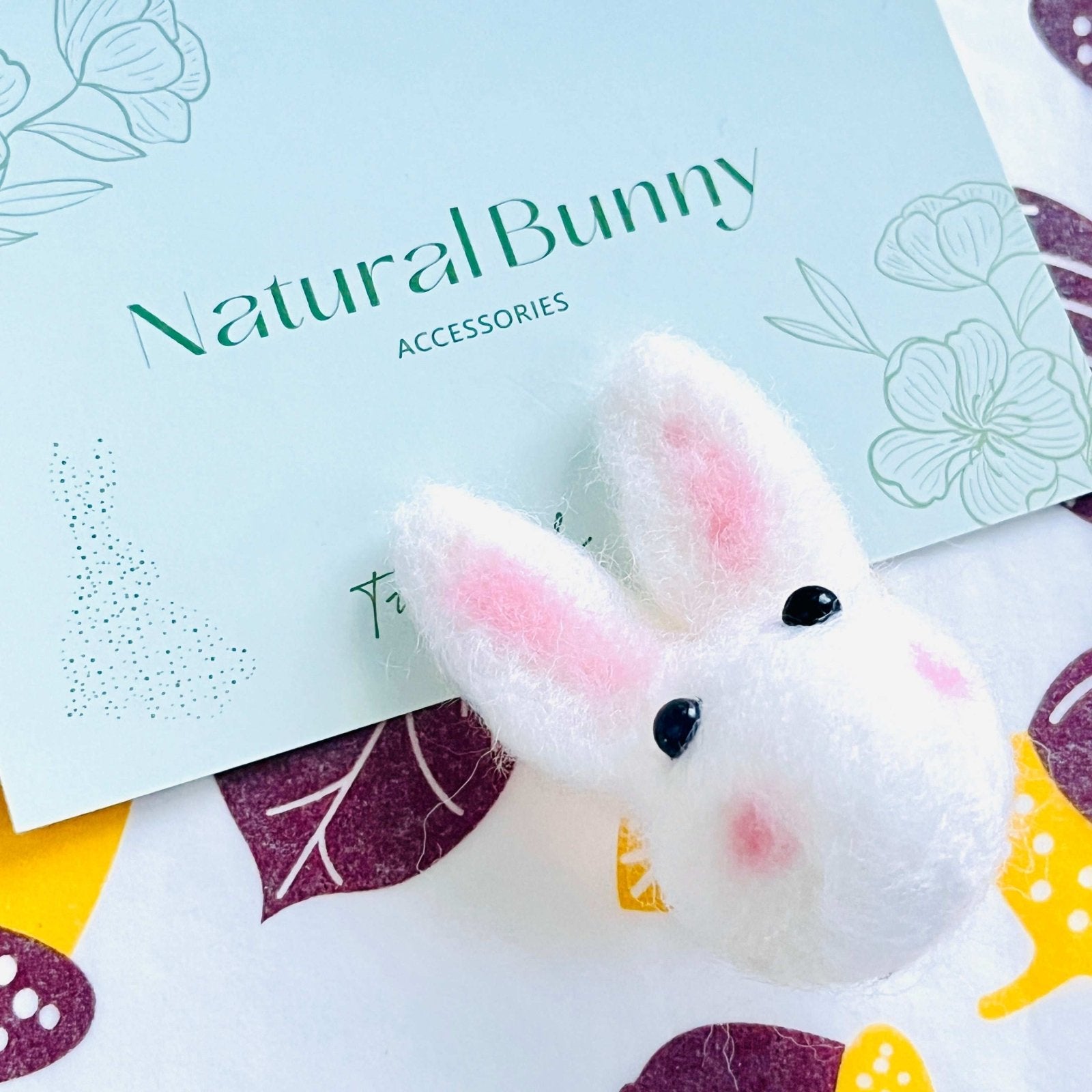 Wool Felt Rabbit / Carrot Brooch – Natural Bunny Accessories